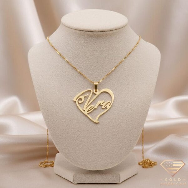 Heart-Shaped Gold Name Pendant – Custom Boston Jewelry