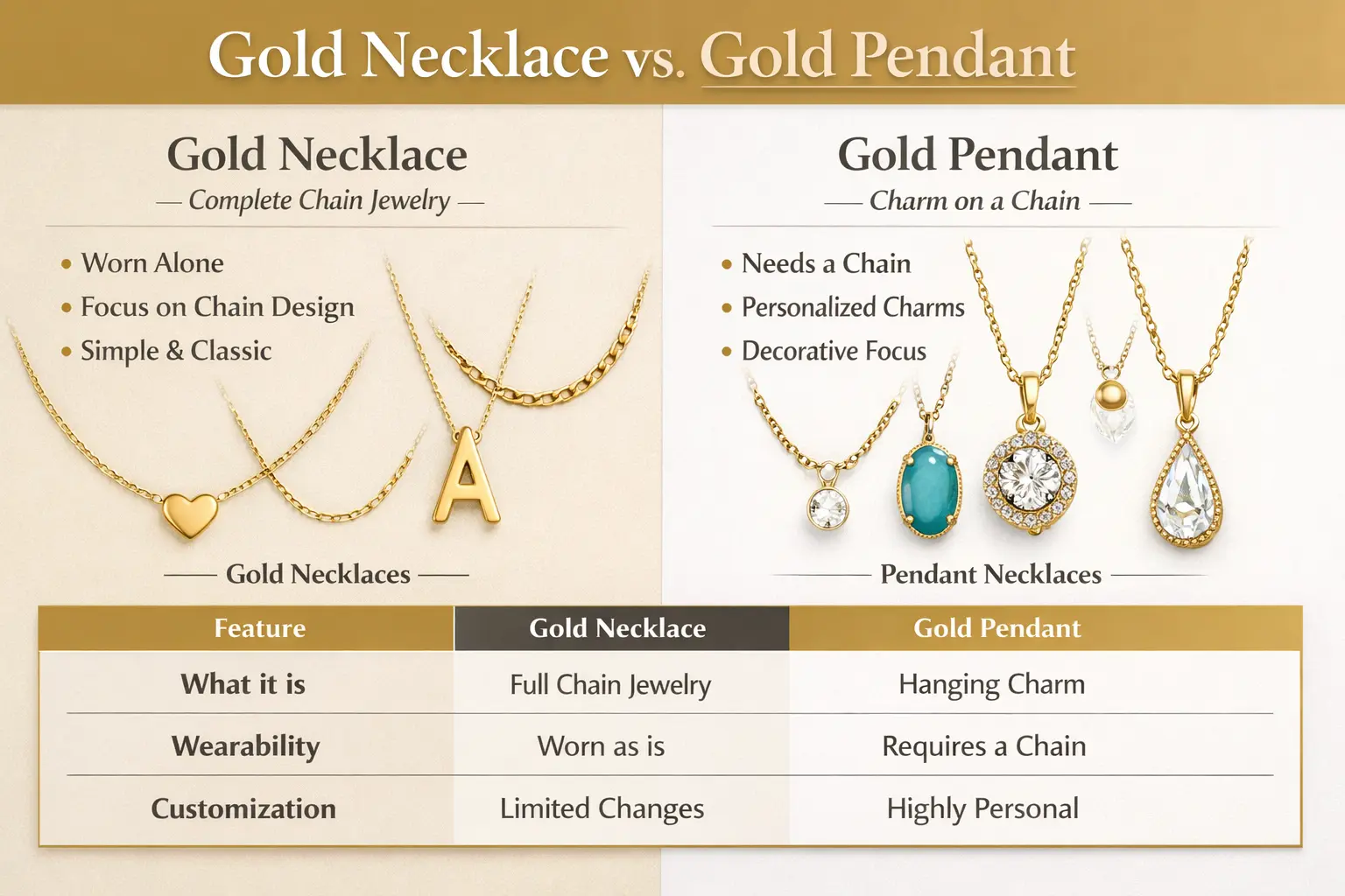 Necklace Vs Pendant: Differences, Best Picks, Sizing Guide